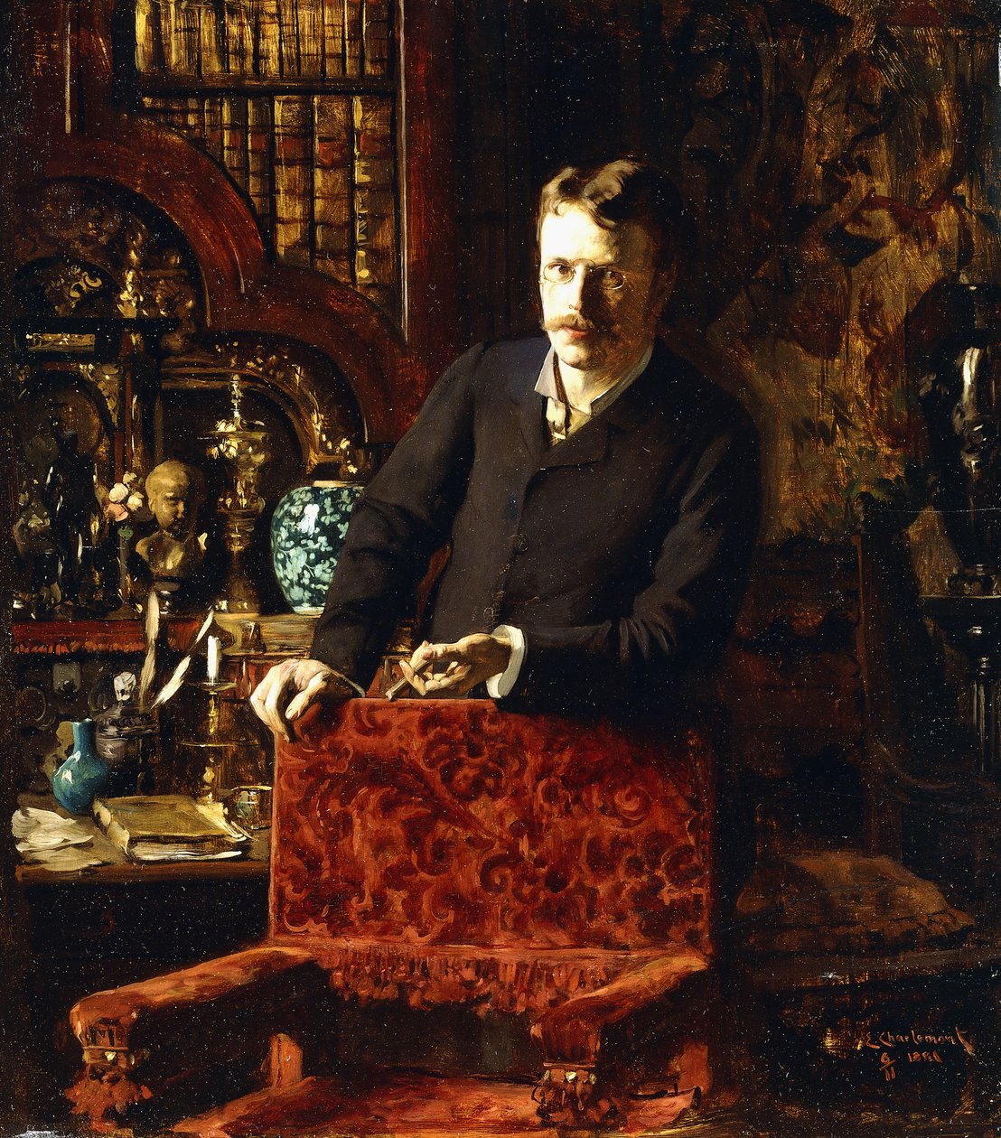 A Gentleman in an Interior by Joseph-Gabriel Aubrun