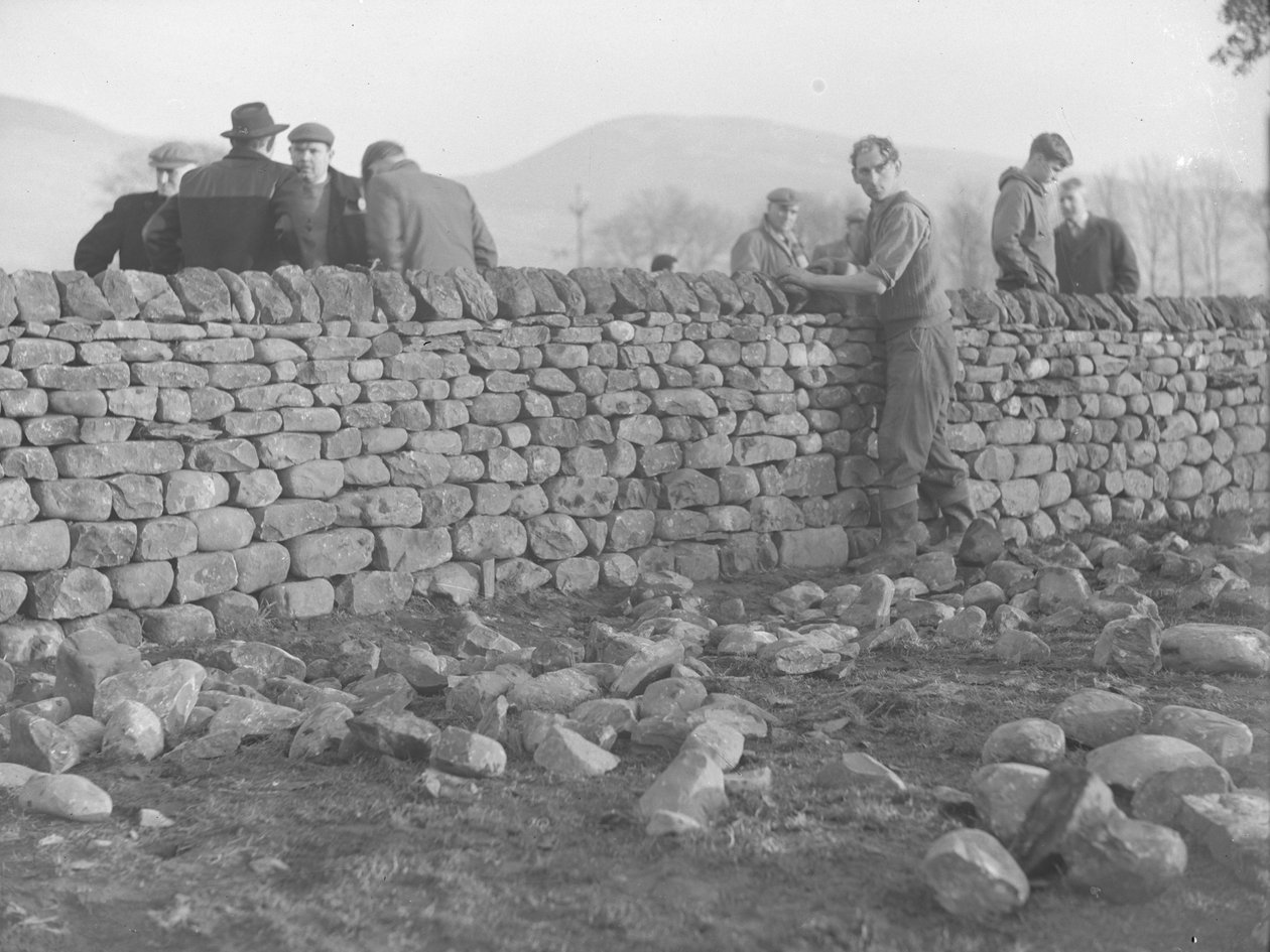 Wallers Working on Dry Stone Wall by Joseph Hardman