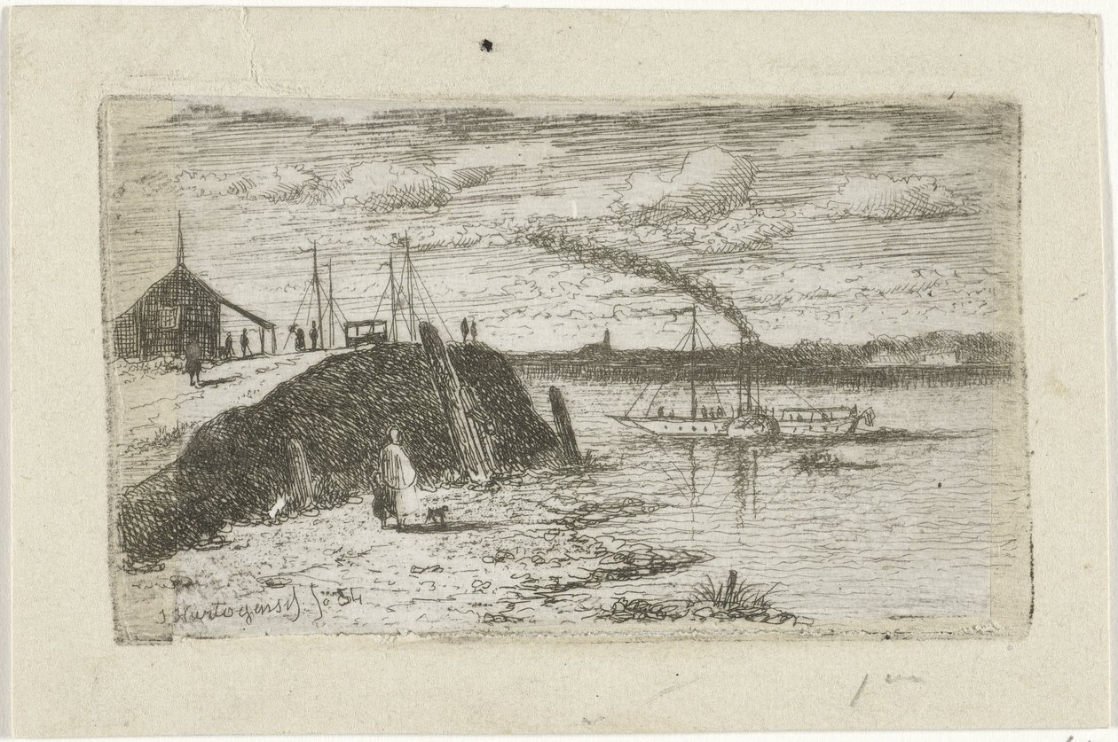 River View with a Steamboat by Joseph Hartogensis