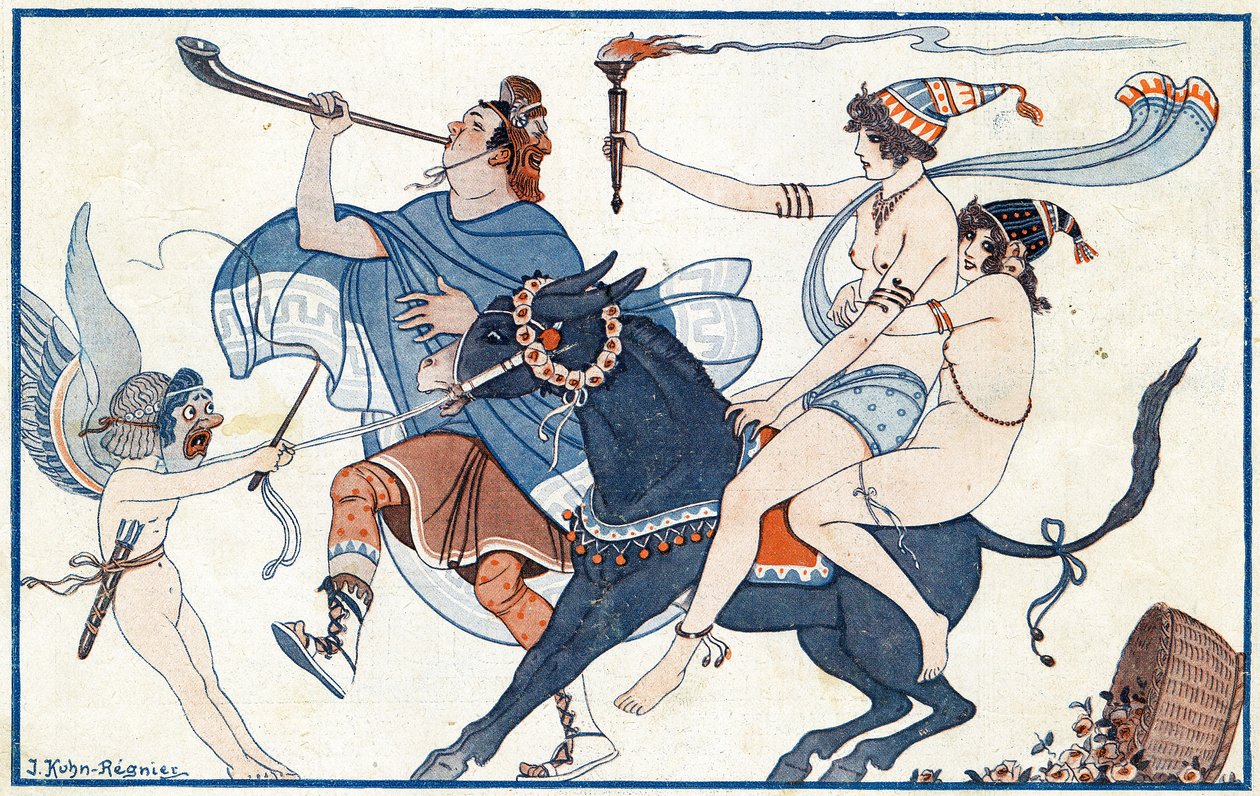 Mischiefs in Frescos, the Carnival at Pompei - illustration from la Vie Parisienne, 1923
