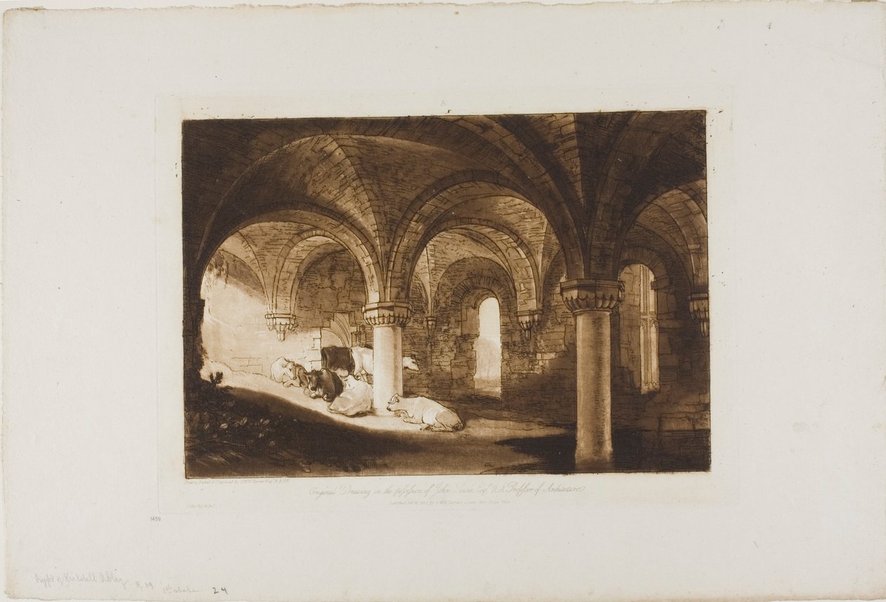 Crypt of Kirkstall Abbey, Plate 39 from Liber Studiorum