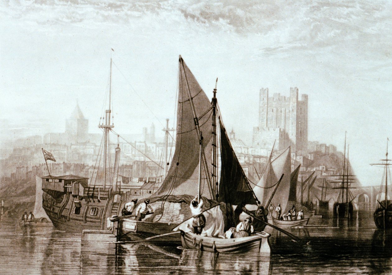 Thames Barge Carrying Hay, a Prison Hulk and Other Shipping at ...
