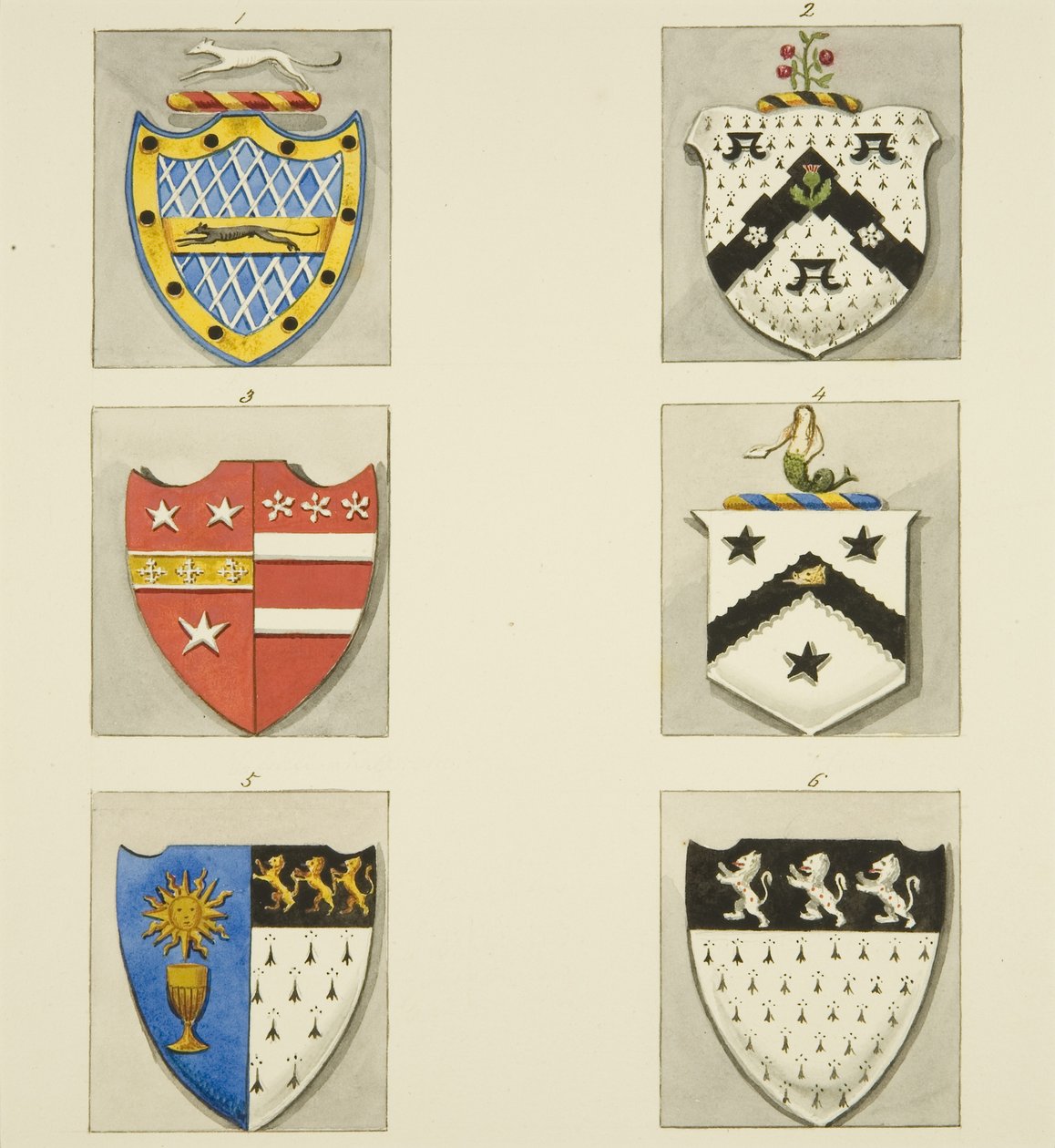 6 Coats-of-Arms in St Paul's Church by Joseph Manning