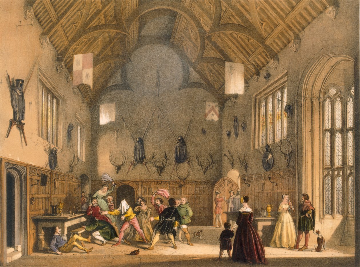 Blind Man's Buff, Played in Athelhampton Hall by Joseph Nash
