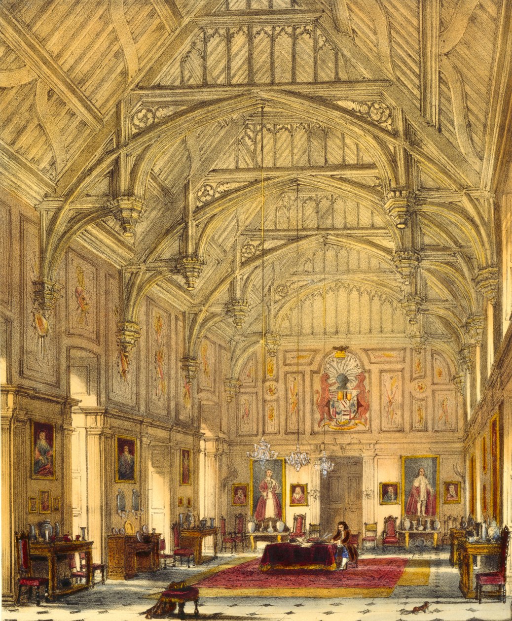 The Grand Hall, Biddington, Surrey, 1600, from 'Architecture of the ...