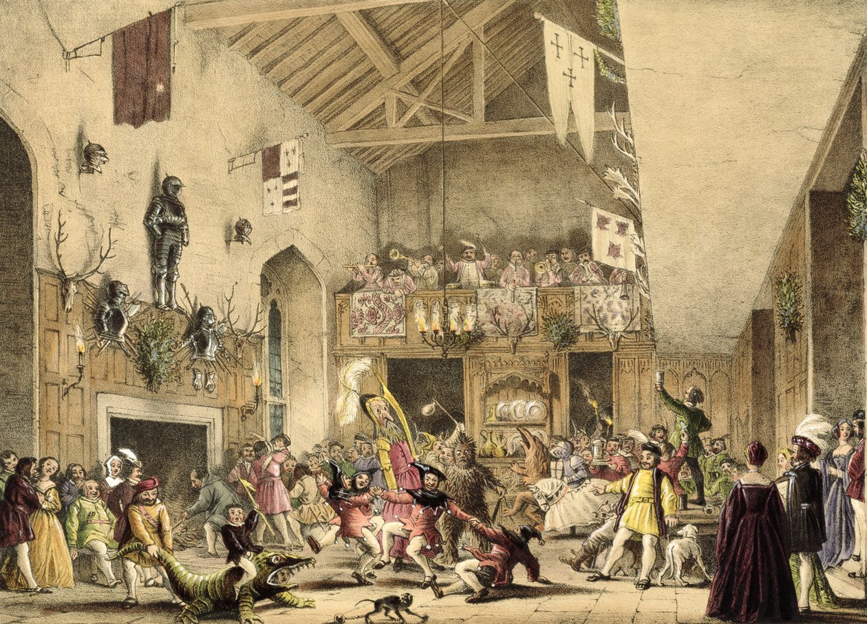 Twelfth Night Revels in the Great Hall, Haddon Hall, Derbyshire, from ...