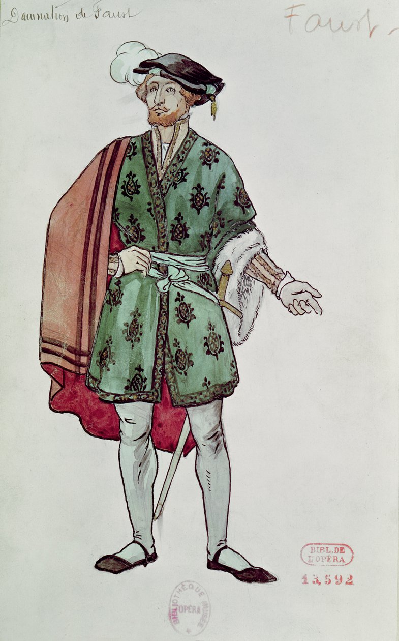 Costume design for Faust from 'La Damnation de Faust' (1846) by Hector ...