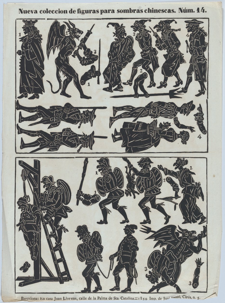 Sheet 14 of Figures for Chinese Shadow Puppets, 1859