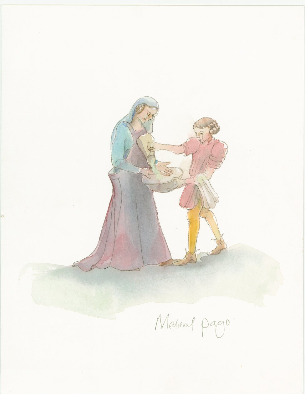 A Medieval Page Helping a Lady to Wash Their Hands