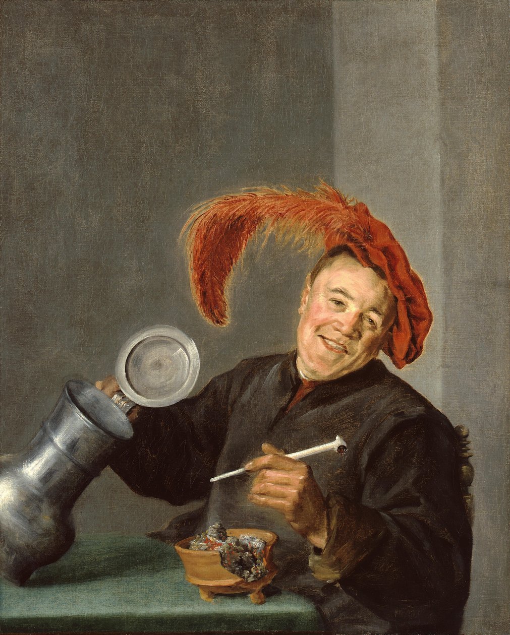 Merry Man Holding a Pewter Jug and a Pipe by Judith Leyster