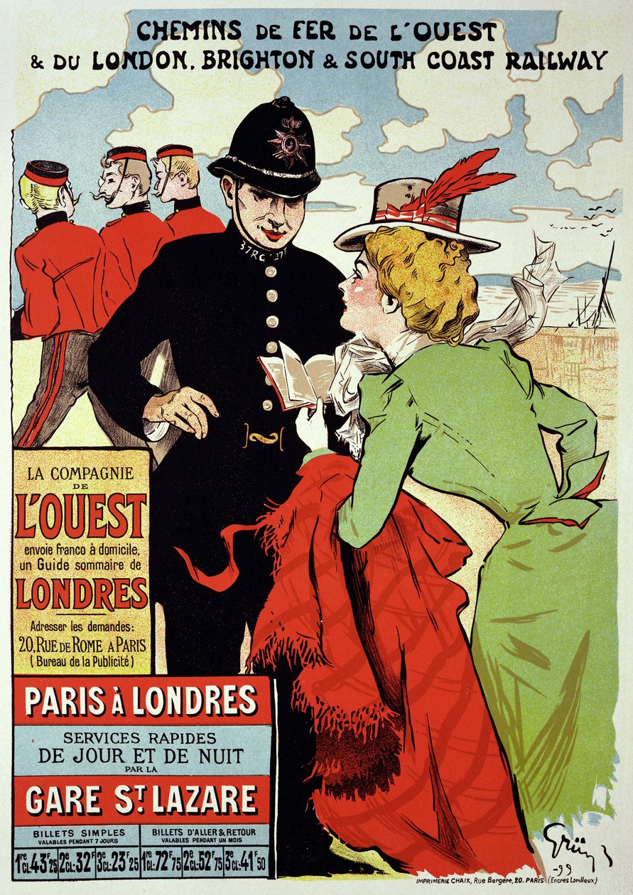 Reproduction of a Poster Advertising Trains from Paris to London