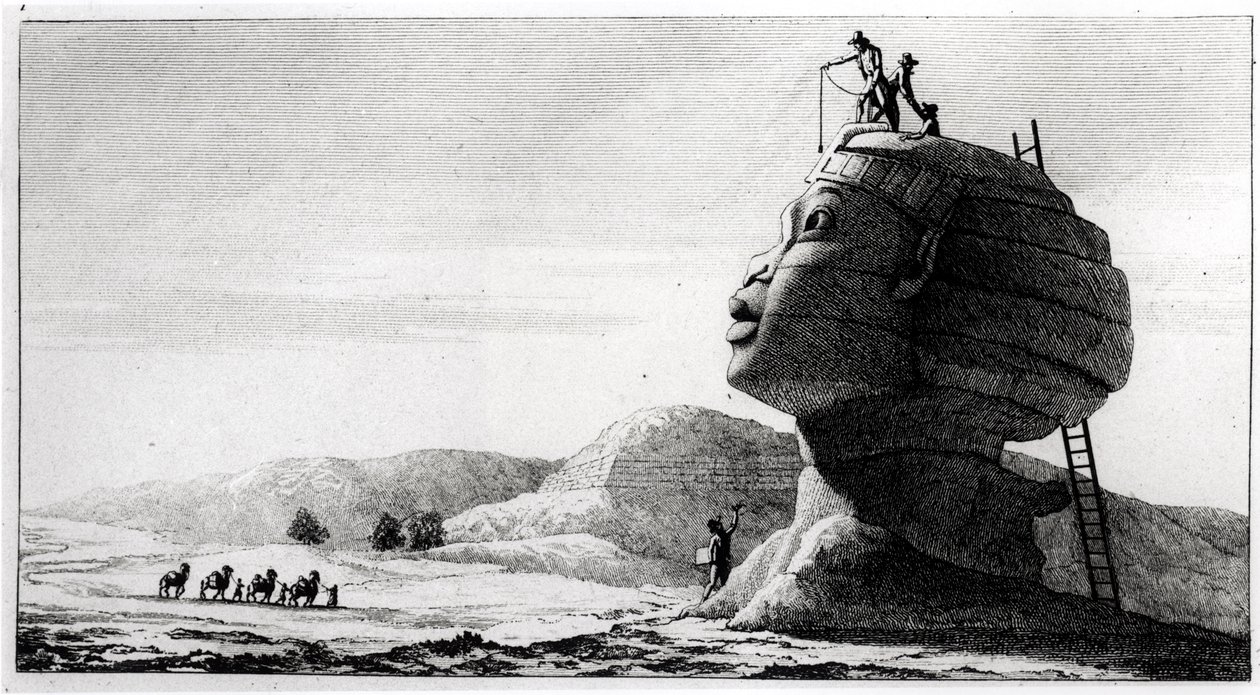 The French measuring the sphinx, from Voyage en Egypte by Dominique ...