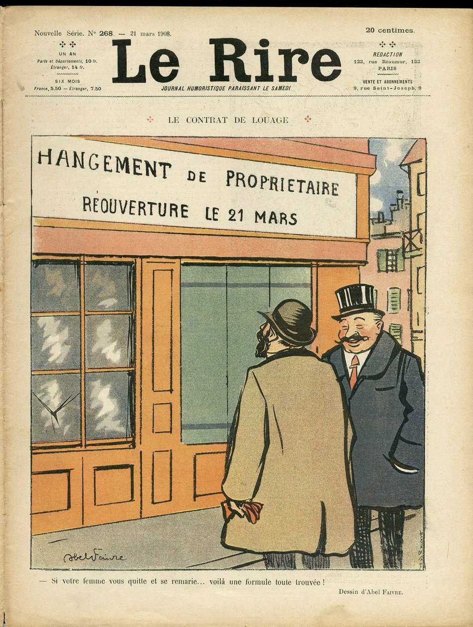 Illustration for the Cover of Le Rire, 21/03/08 - The Contract of Hire ...