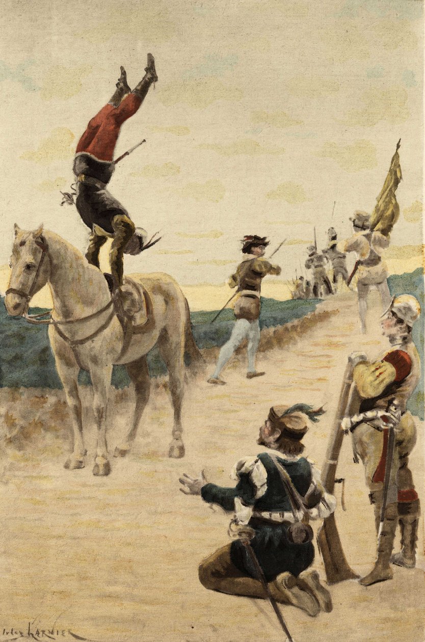 Gymnast executing cabrioles on his horse. Illustration by Jules Garnier ...