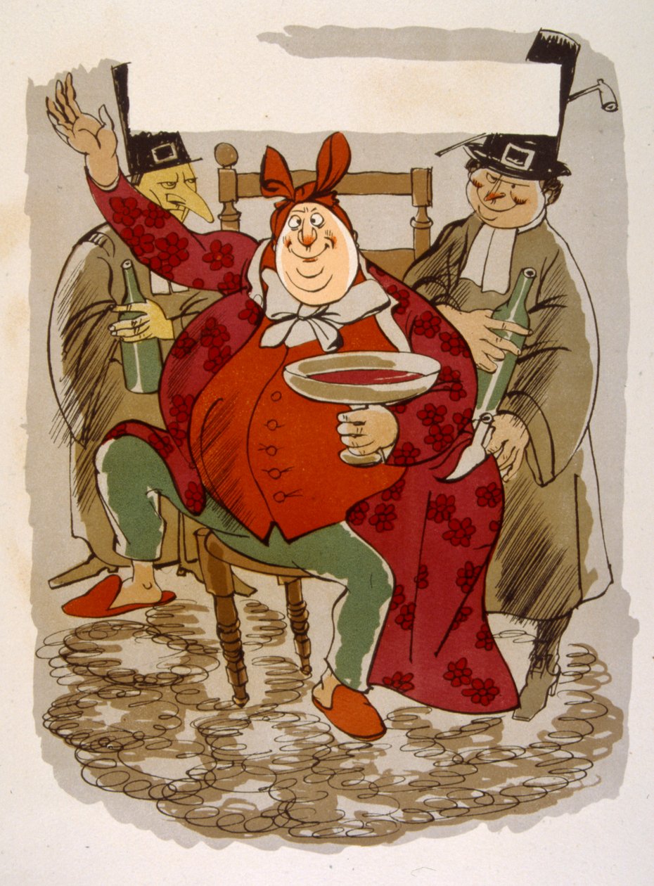 Humorous Wine Illustration 1946. Illustration by Julien Pavil