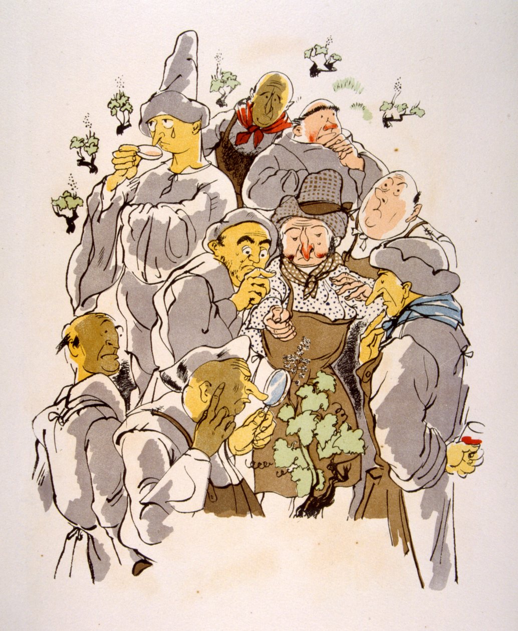 Humorous Wine Illustration 1946. Illustration by Julien Pavil