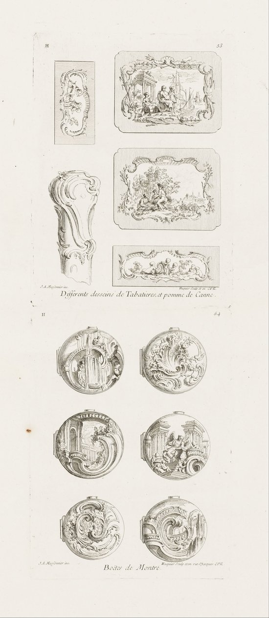 Different Designs for Snuffboxes and Cane Handles, Fifth Plate