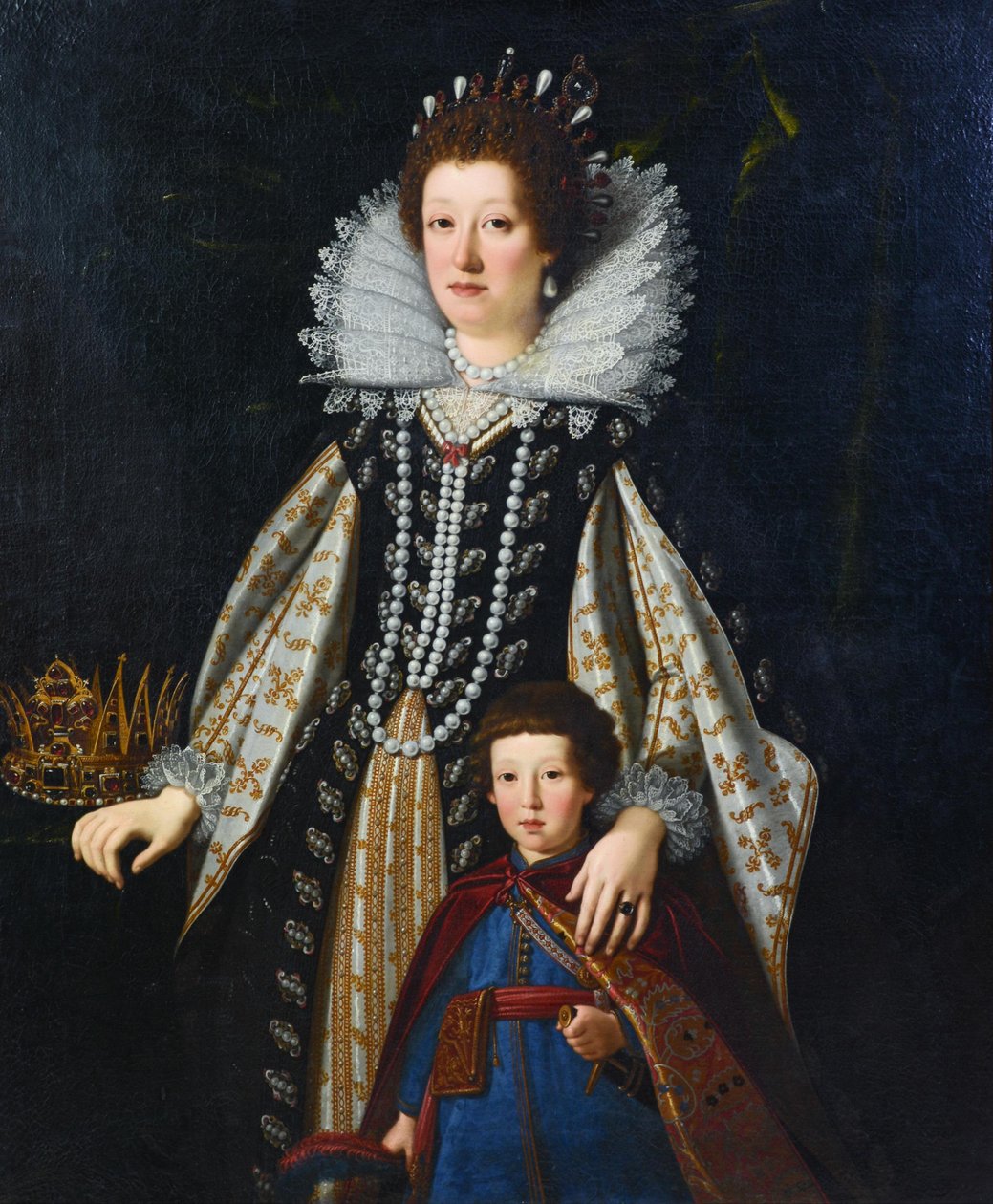 Portrait of Maria Maddalena of Austria and her son Ferdinando in Polish ...