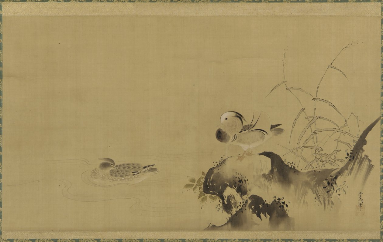 Mandarin Ducks in a Landscape, Edo period, mid 17th-early 18th century