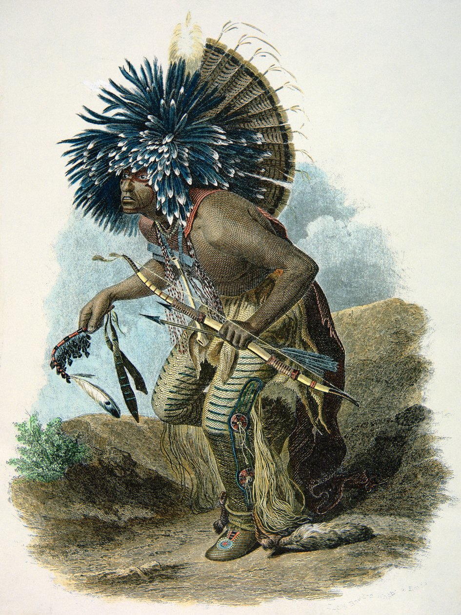 Medicine man of the Mandan tribe in the costume of the Dog Dance