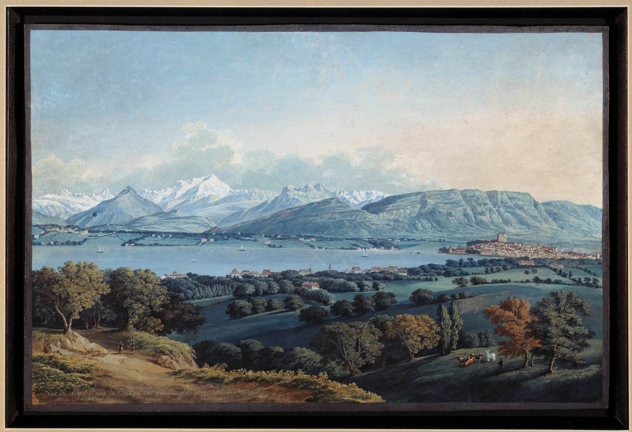 View of Geneva with Lake Leman and Mont Blanc