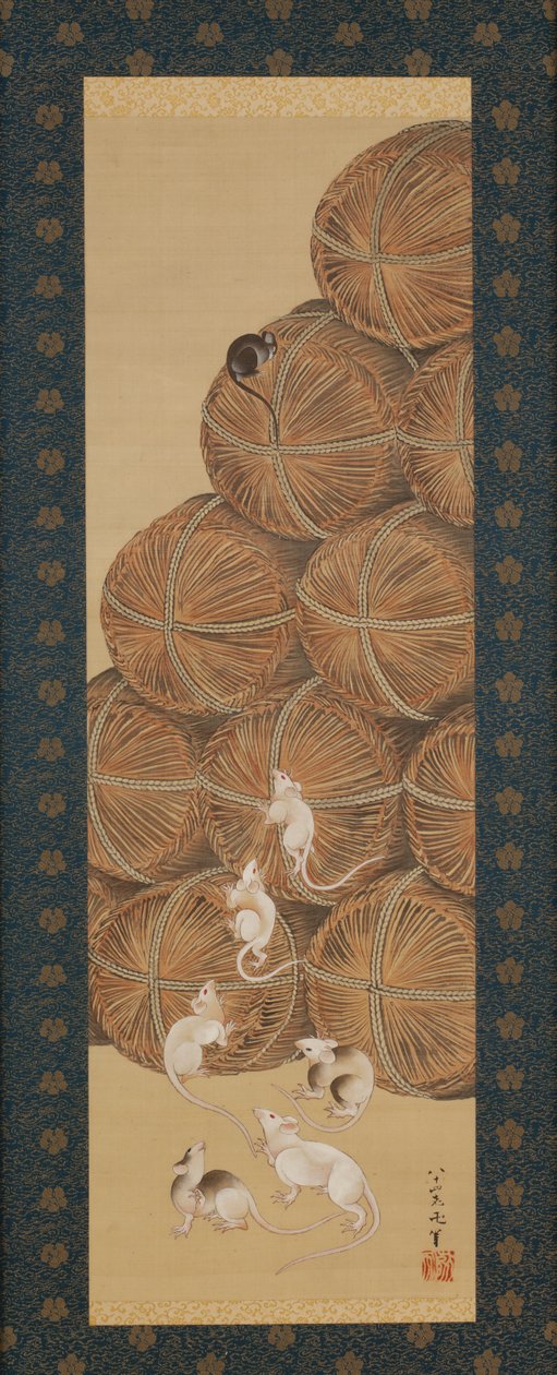 Rats and Rice Bales, Edo period by Katsushika Hokusai