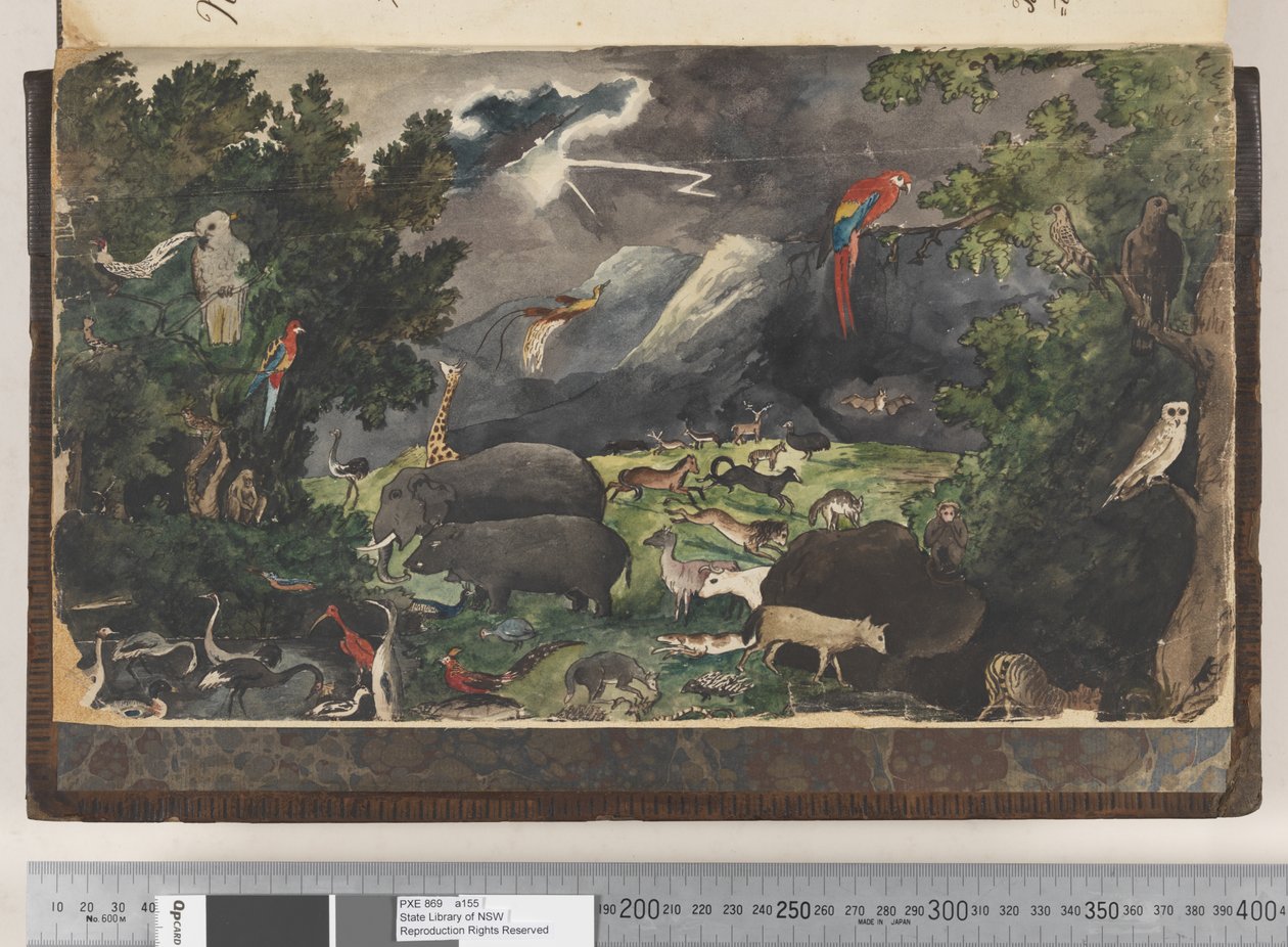 Frontispiece: Untitled, Peaceable Kingdom, landscape with birds and animals