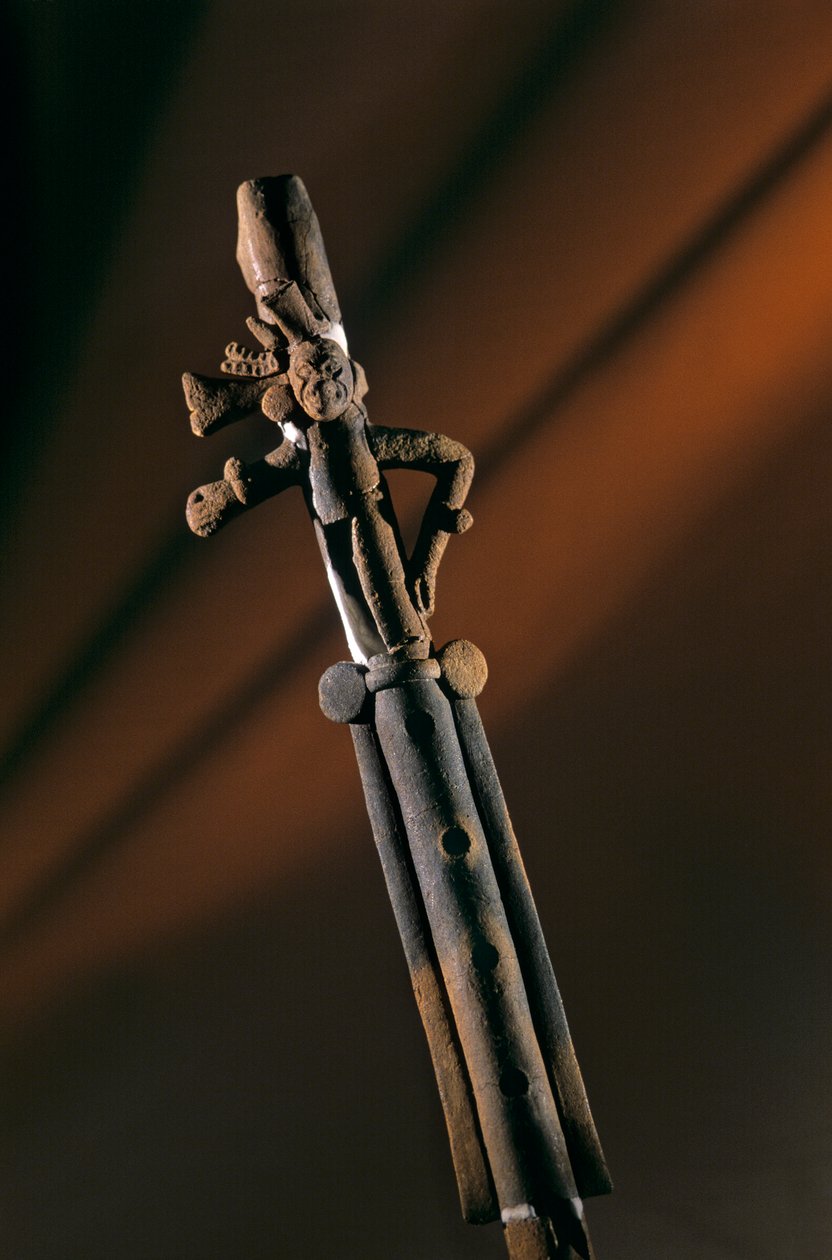 Ceramic flute, Artifact from noble's house in Aguateca, Maya capital AD ...