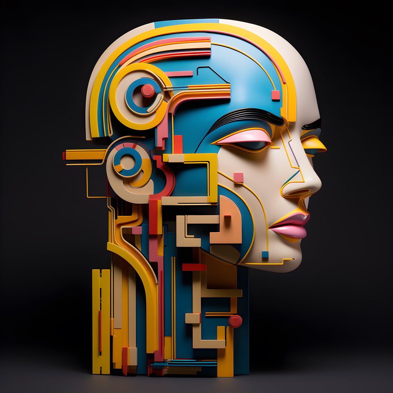A 3D sculpture of a beautiful human face by Kurt Heppke