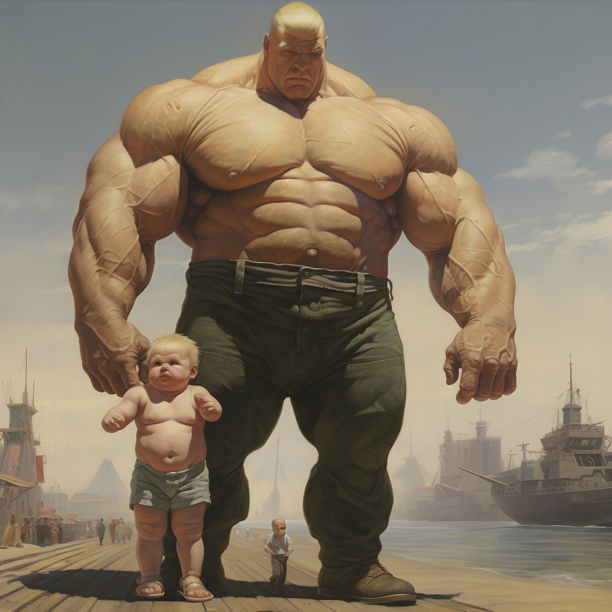 Intimidating and Mean Weightlifter Steroid Freak Buff Baby with Huge ...