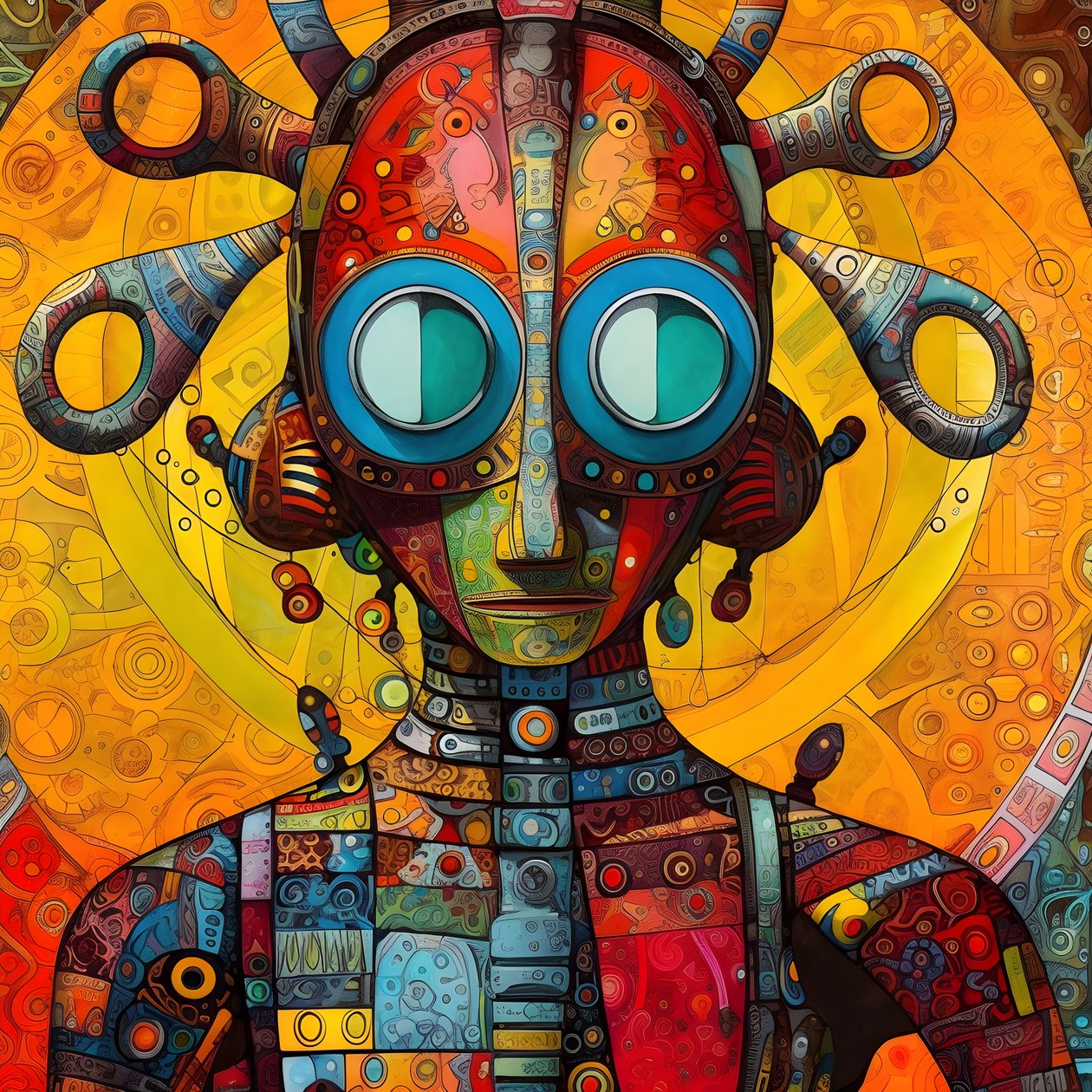 Carnival Cajun Swamp Mutant Sci-Fi Droid in the Artistic Style of Tim ...