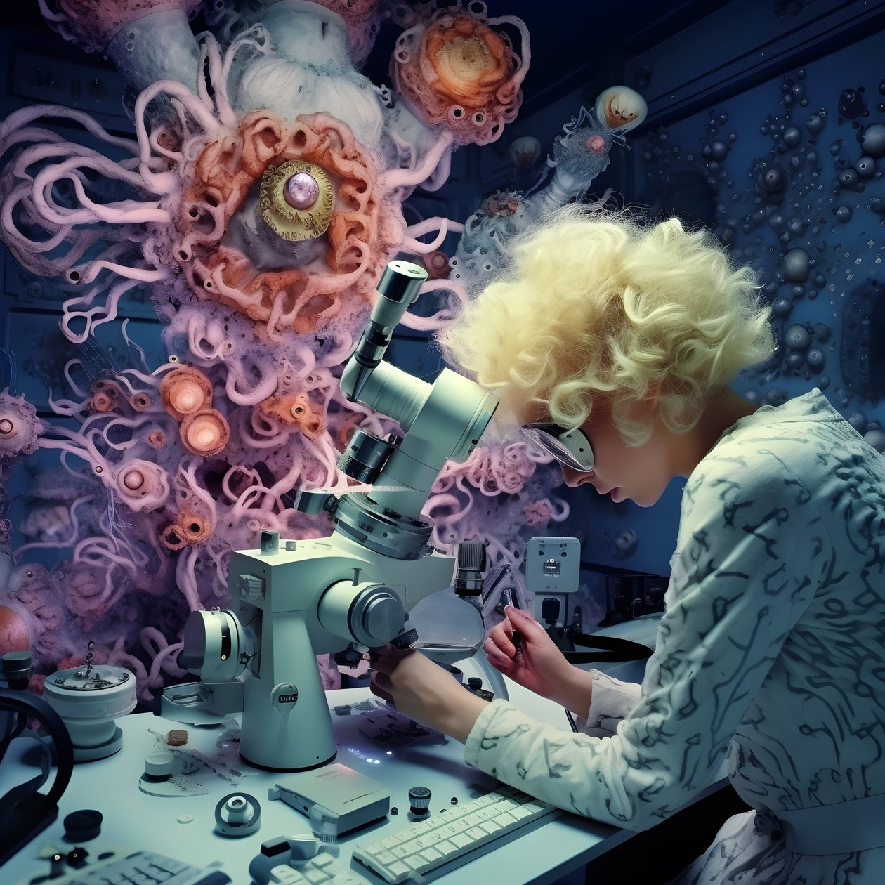Super-Resolution Electron Microscope Shot of Woman in the Artistic ...