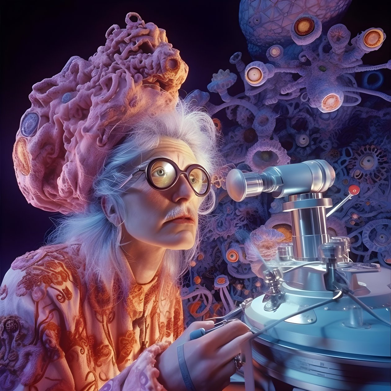 Super-Resolution Electron Microscope Shot of Woman in the Artistic ...