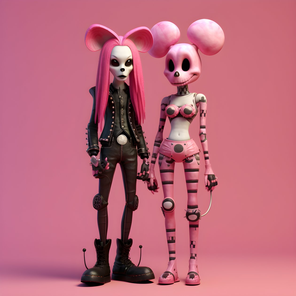 Nightmare Before Christmas Punk Pink Minnie and Mickey Mouse 2