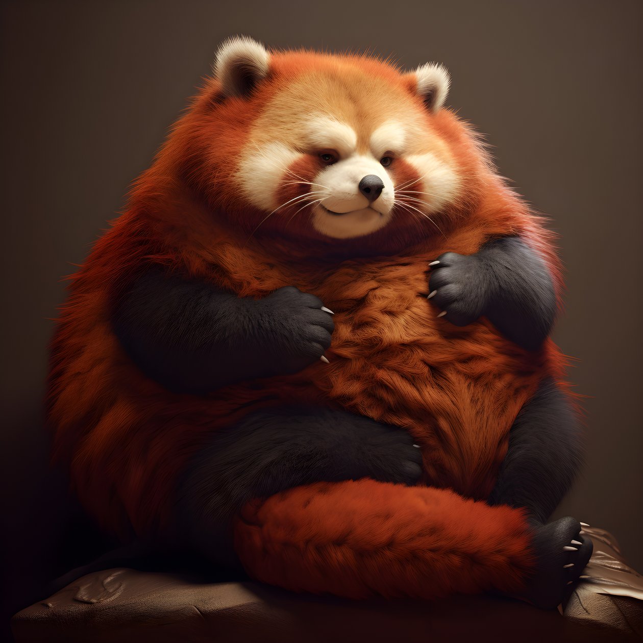 Red Panda and Obese Human Child by Kurt Heppke