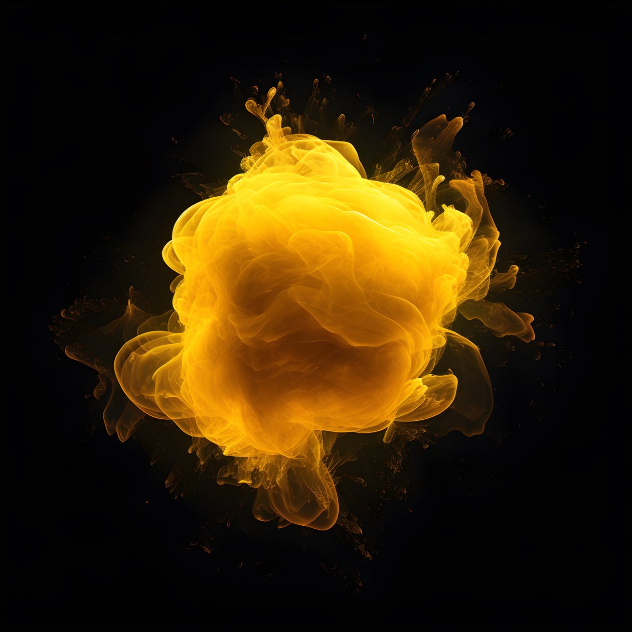 Yellow Blob of Energy with Black Background by Kurt Heppke
