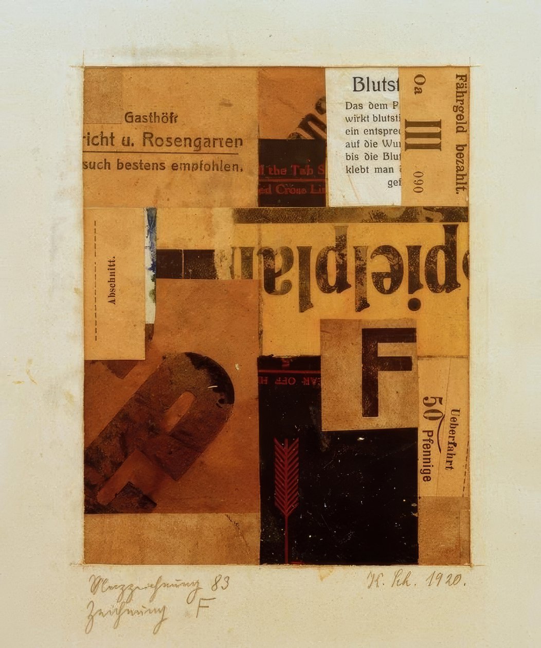 Merz Drawing 83 Drawing F by Kurt Schwitters