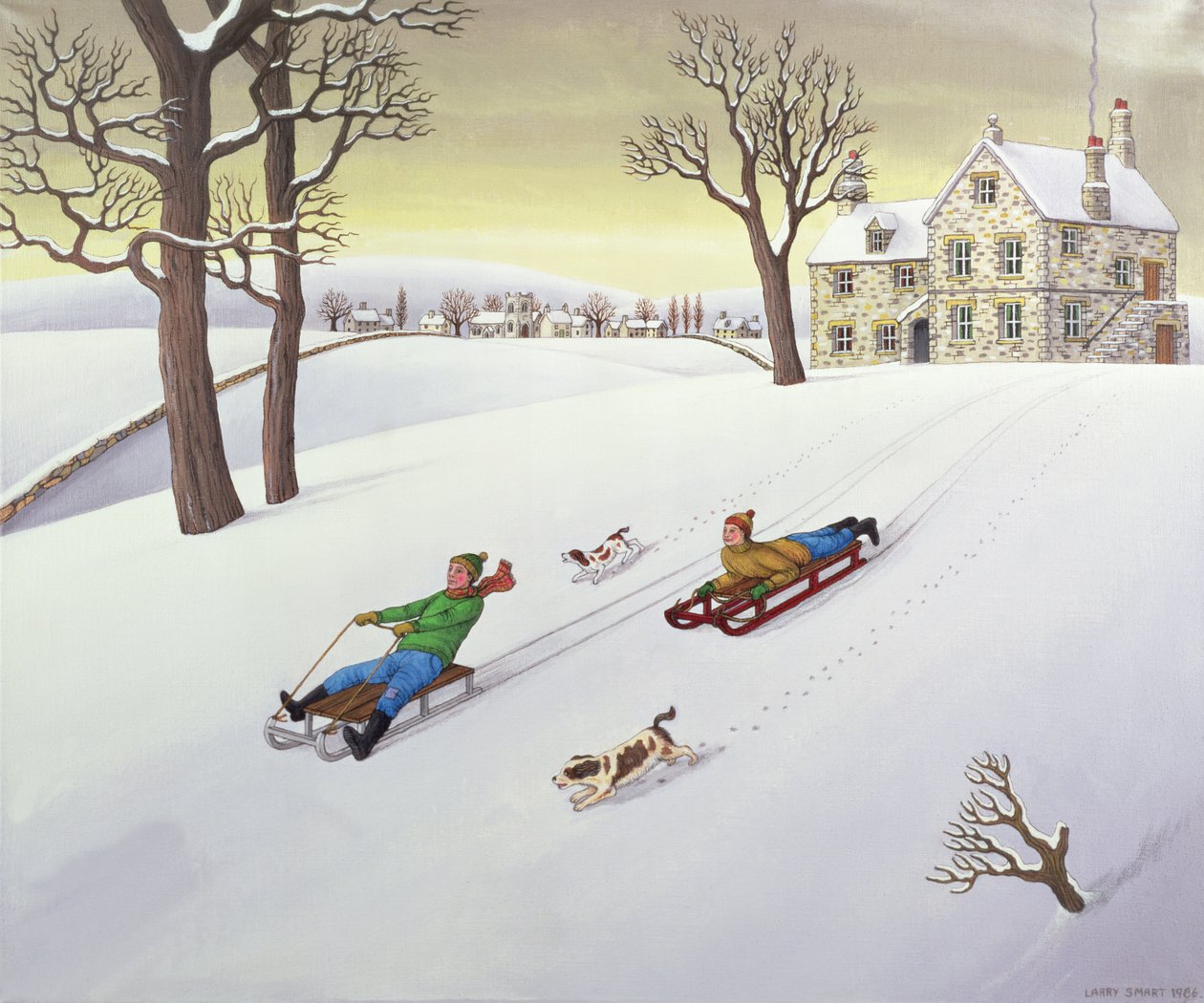 Tobogganing by Larry Smart: Highest-quality art reproduction