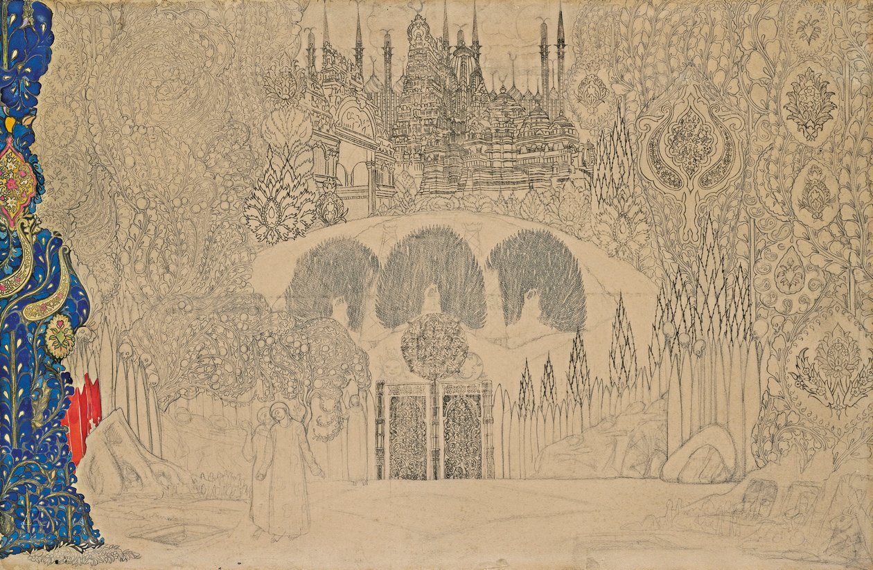 Stage Design for the Ballet The Firebird by I. Stravinsky