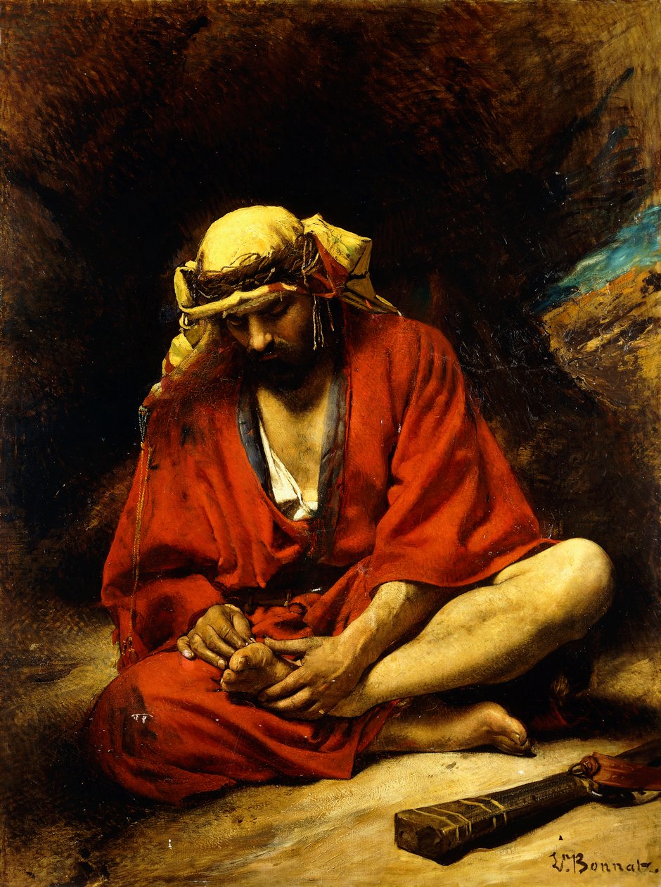 An Arab plucking a Thorn from his Foot