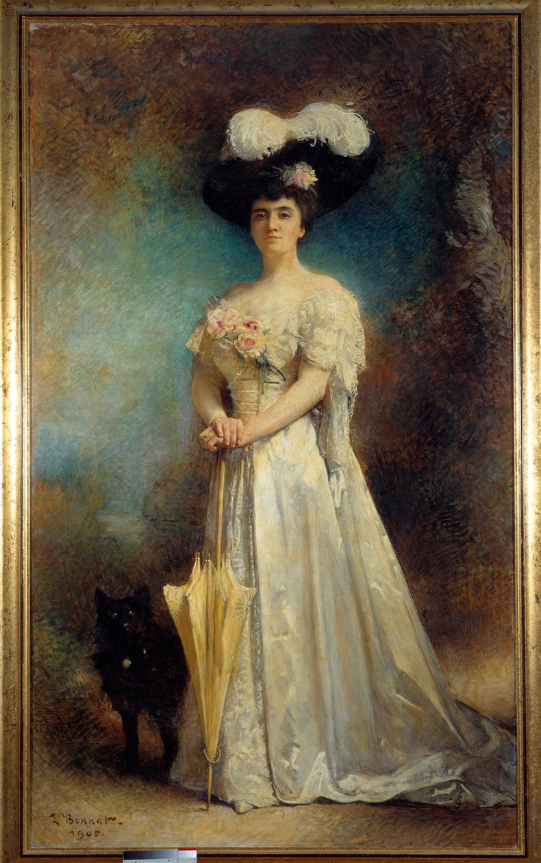Full-length portrait of Madame Maurice Pascal and her dog, Tiny ...