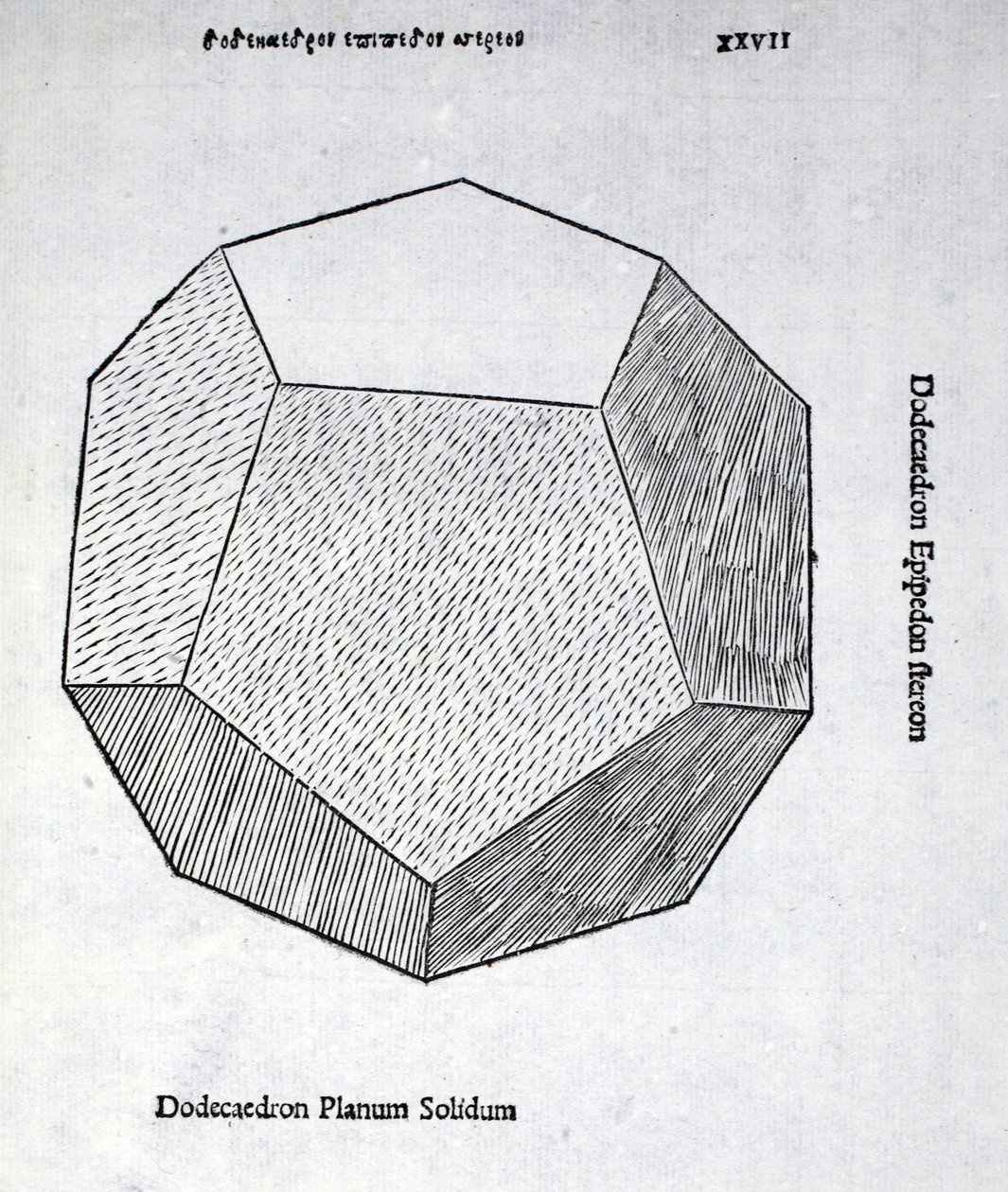 Dodecaedron planum solidum, illustration from 'Divina Proportione' by ...