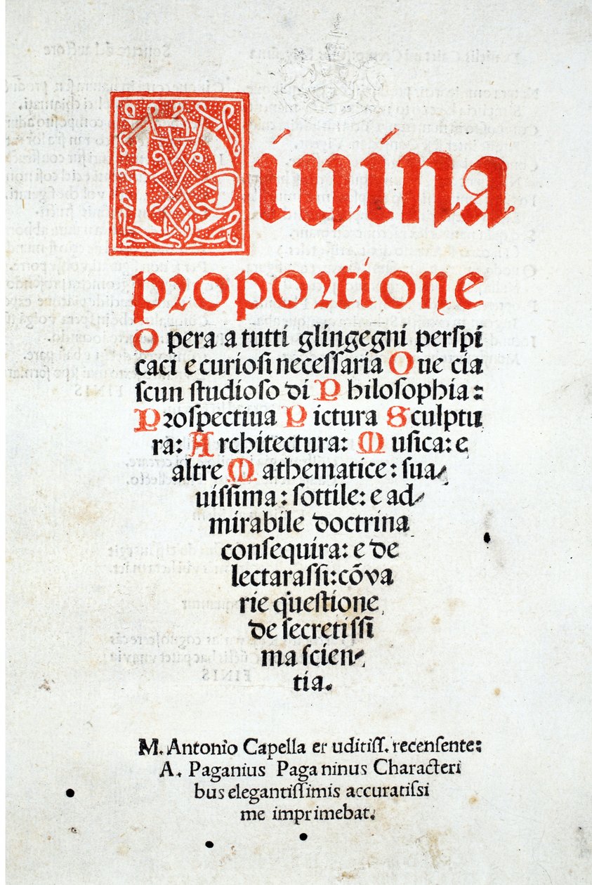 Frontispiece, from 'Divina Proportione' by Luca Pacioli