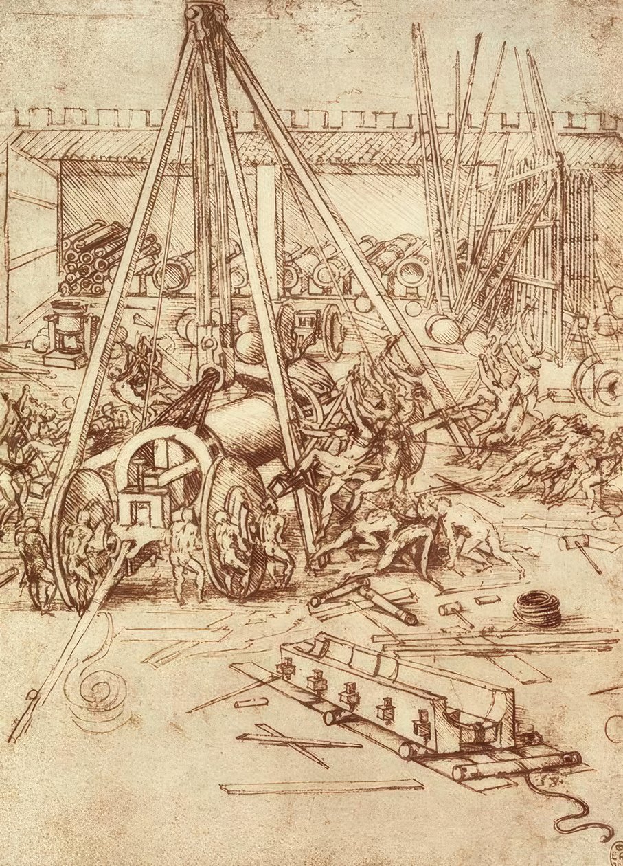 Gun Foundry by Leonardo da Vinci: Premium art reproduction