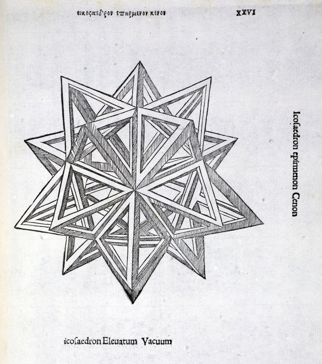 Icosaedron elevatum vacuum, illustration from 'Divina Proportione' by ...