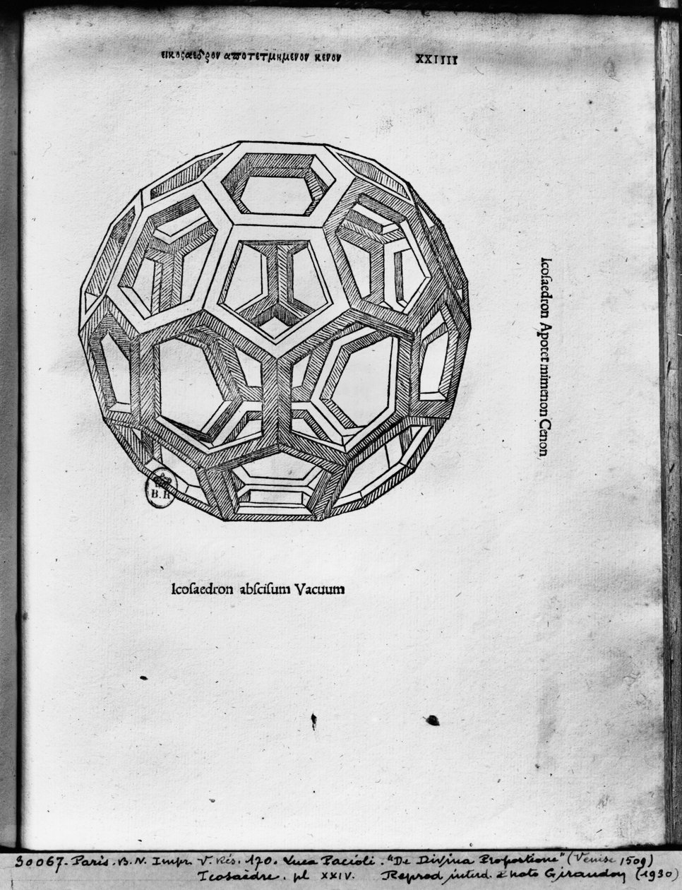 Icosahedron, from 'De Divina Proportione' by Luca Pacioli, published ...