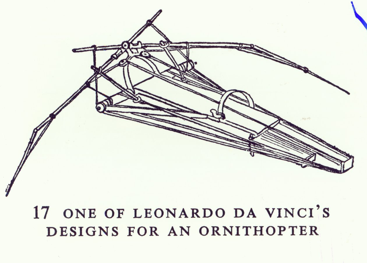 One of Leonardo da Vinci's Designs for an Ornithopter, Copy of a ...