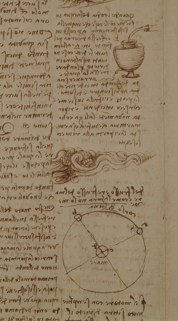 Scientific diagrams, from the Codex Leicester (detail)