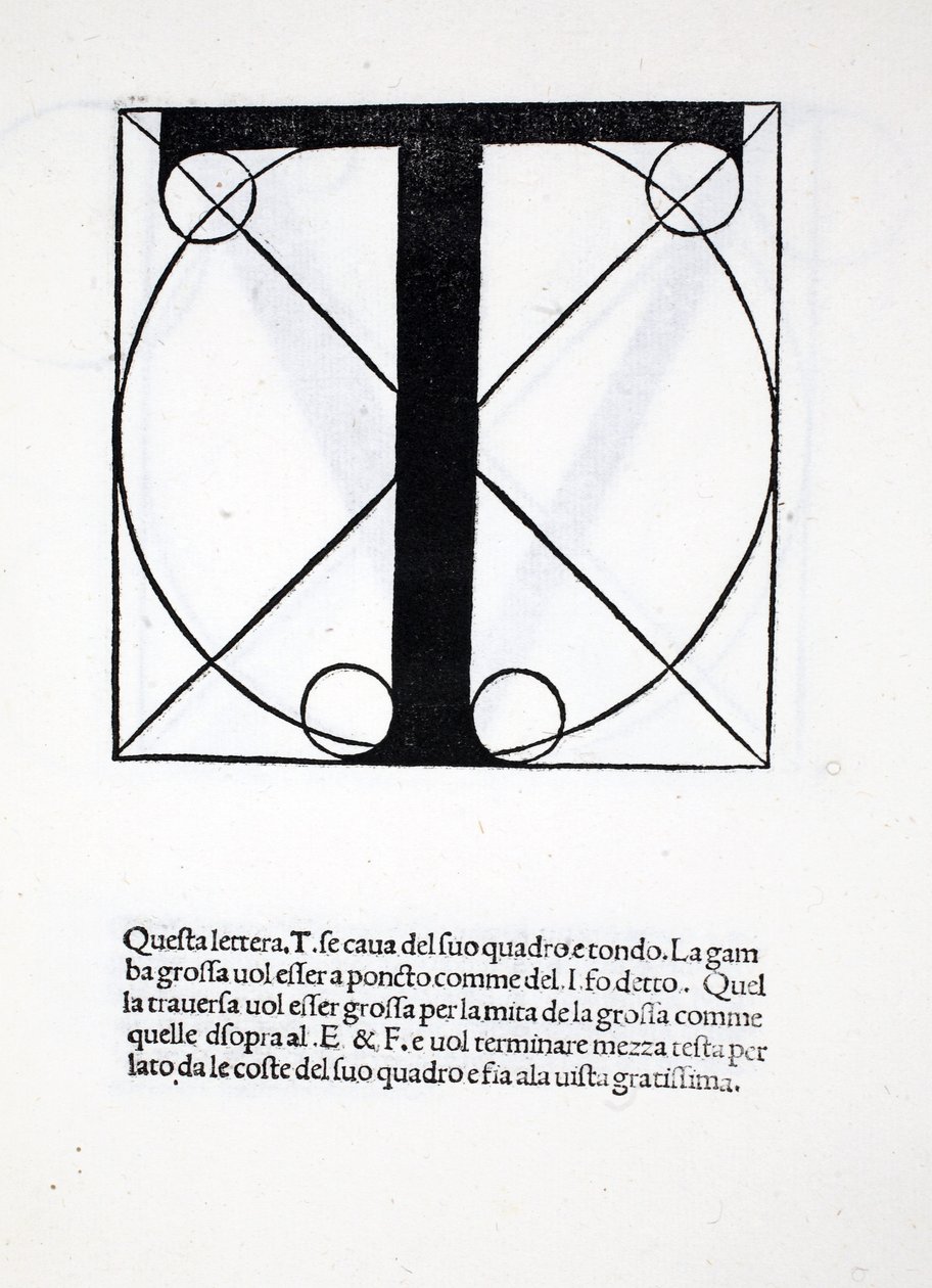 T, illustration from 'Divina Proportione' by Luca Pacioli, originally ...
