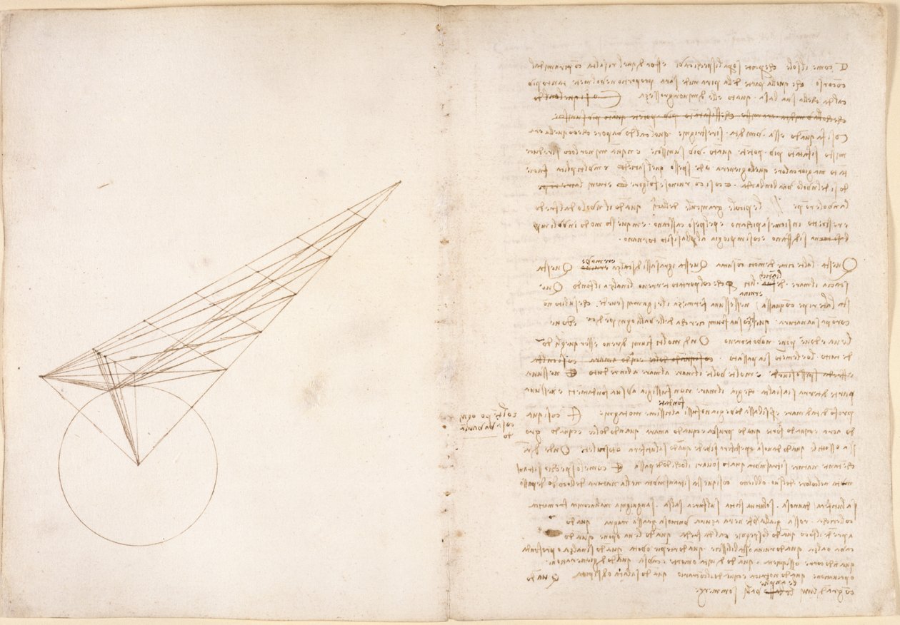 Diagram on optics, concerning Alhazen's problem, from 'Codex Arundel'